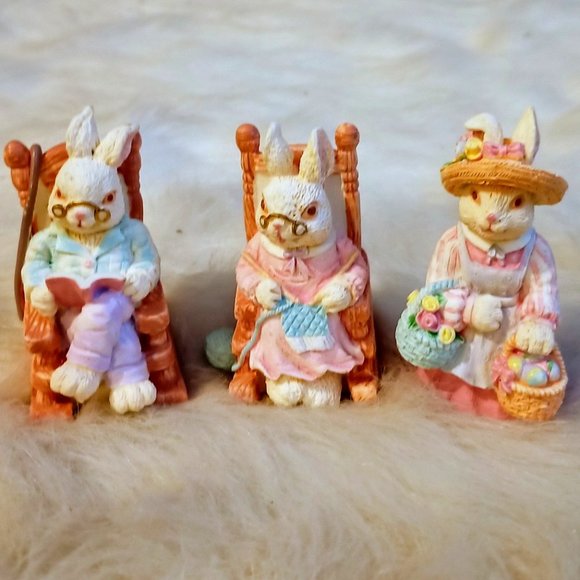 Accents | Miniature Resin Rabbit Family Set Of 3 | Poshmark
